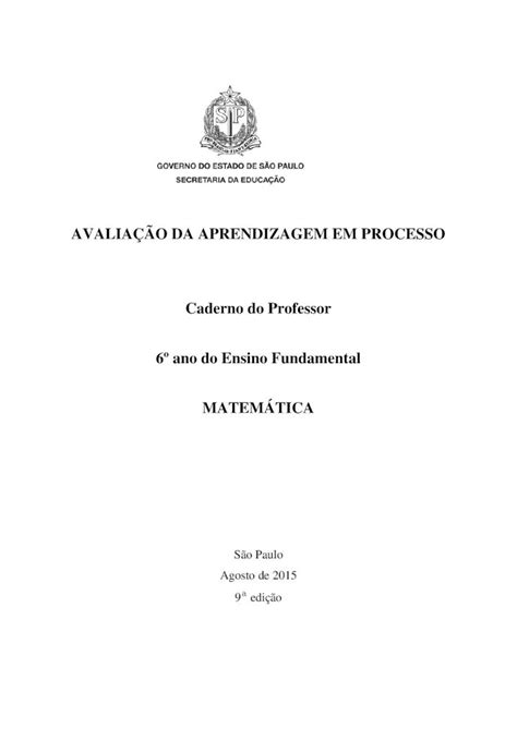 Pdf Avalia O Da Aprendizagem Em Processo Caderno Do Matriz
