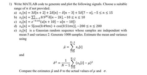 solved 1 write matlab code to generate and plot the