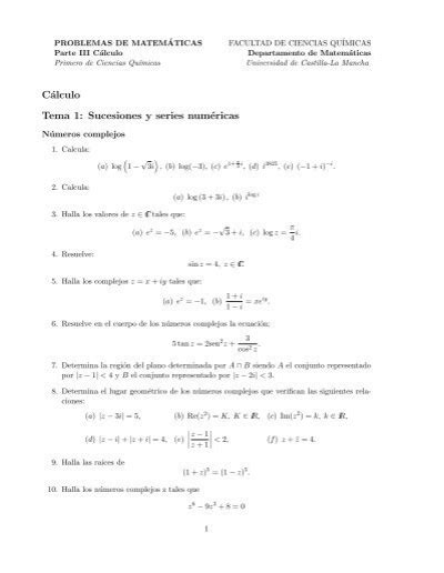 CÃlculo Tema 1 Sucesiones y series numÃricas Departamento de