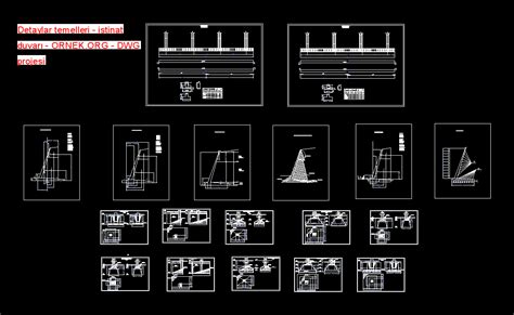 Detaylar temelleri istinat duvarı dwg projesi Autocad Projeler