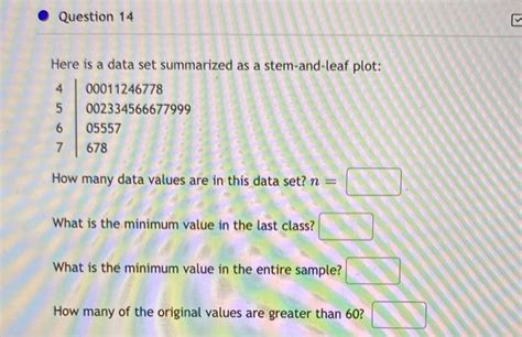Solved Here Is A Data Set Summarized As A Stem And Leaf Chegg