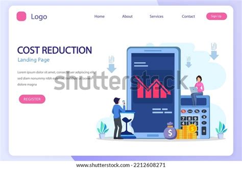Cost Reduction Illustration Concept Tiny People Stock Vector Royalty