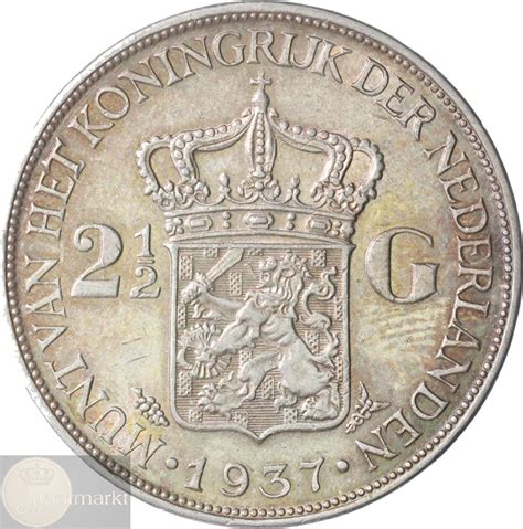 Países Bajos Wilhelmina 2 1 2 Gulden 1937 t m 1940 4 opeenvolgende
