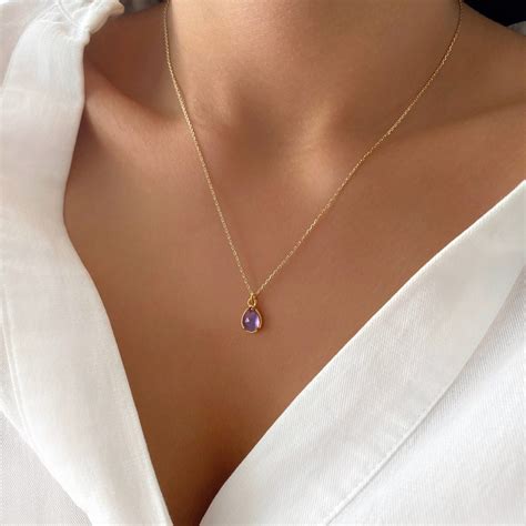 Naszyjnik Łezka Fasetowana z Ametystem Gold 696 Jewelry