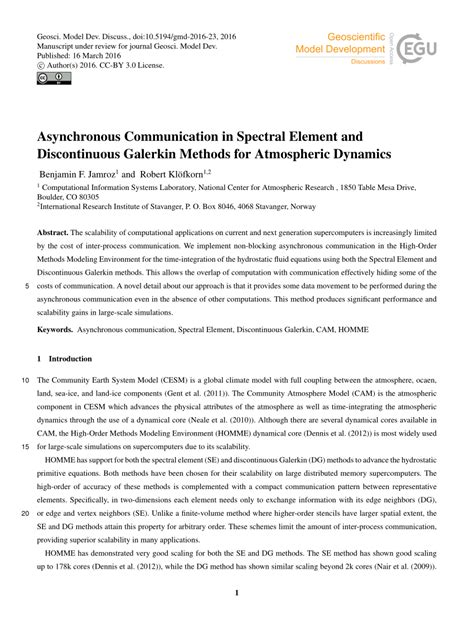 pdf asynchronous communication in spectral element and discontinuous galerkin methods for