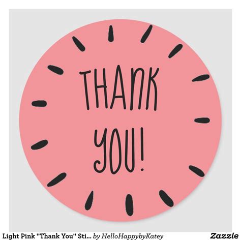 Light Pink Thank You Sticker Sheet Zazzle Thank You Stickers
