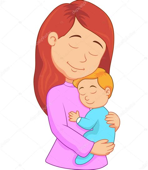 Dibujos Animados Madre Sosteniendo A Su Hijo Vector De Stock 96592666