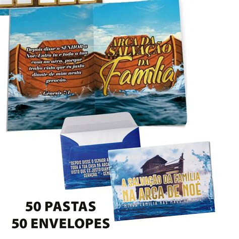 KIT Pasta Envelope Arca de Noé Salvação da Família 50 unidades