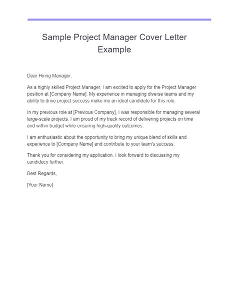 Project Manager Cover Letter Examples Pdf