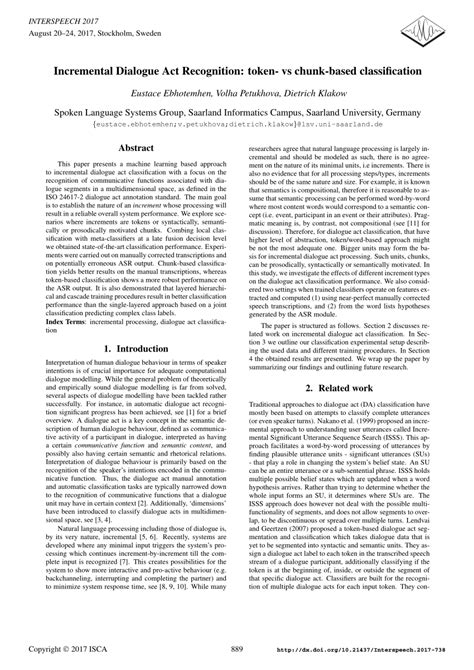 pdf incremental dialogue act recognition token vs chunk based classification