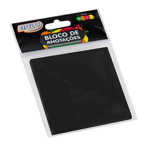 Bloco De Notas Adesivo X Mm Bloco De Folhas Preto Brw
