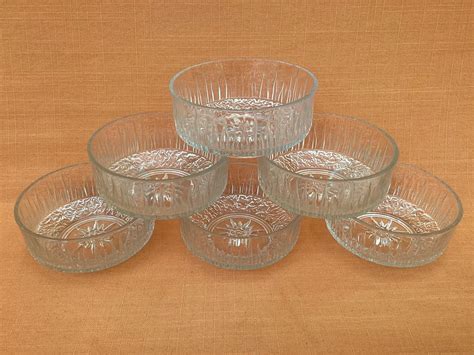 1970s Ravenhead White Fire Glass Sundae Dishes Set Of 6 Retro