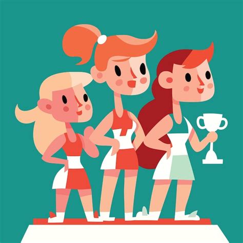 Una ilustración vectorial de dibujos animados de tres deportistas