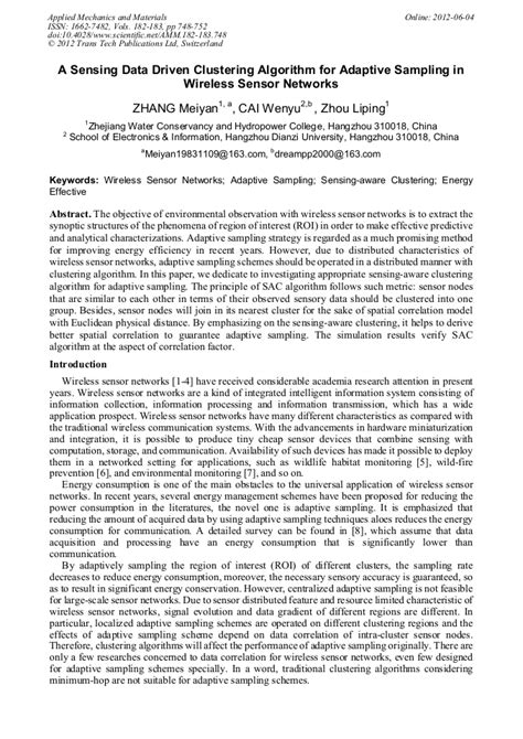 a sensing data driven clustering algorithm for adaptive sampling in wireless sensor networks
