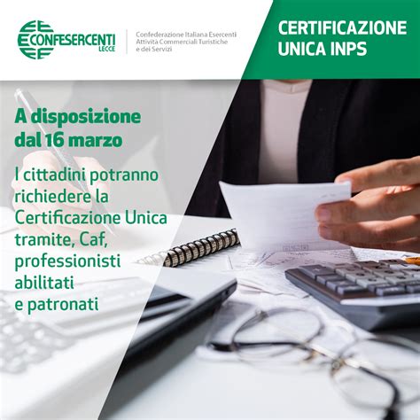Certificazione Unica Inps A Disposizione Dal 16 Marzo Confesercenti