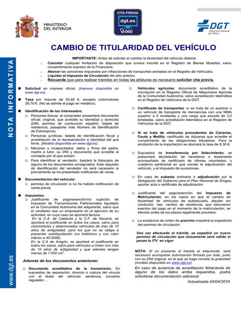 Cambio De Titularidad Del Veh Culo
