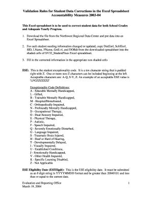 Fillable Online Validation Rules For Student Data Corrections In The