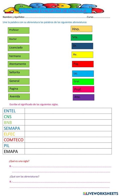 Abreviaturas Y Siglas Interactive Exercise Chart Bar Chart Map