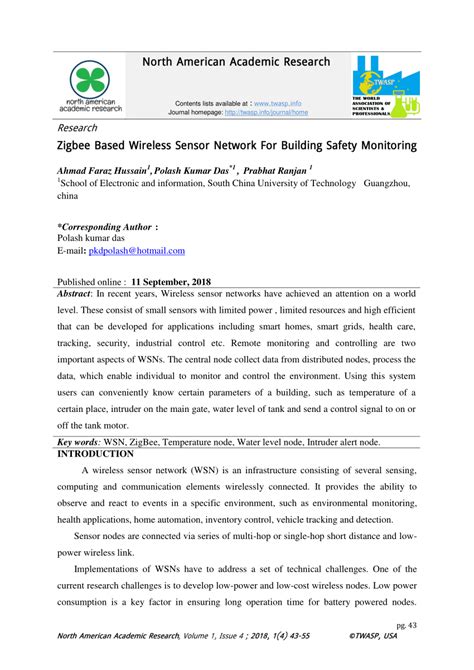 pdf zigbee based wireless sensor network for building safety monitoring