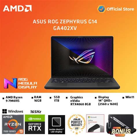 Jual Asus Rog Zephyrus G14 Ga402xv R946g7g O Ryzen 9 7940hs 16gb