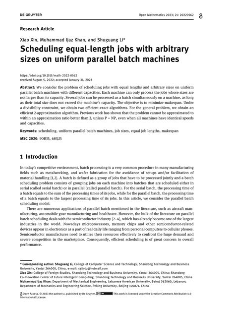 pdf scheduling equal length jobs with arbitrary sizes on uniform parallel batch machines