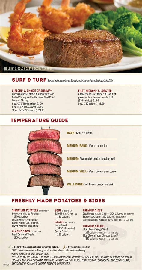 Outback Steakhouse Printable Menu