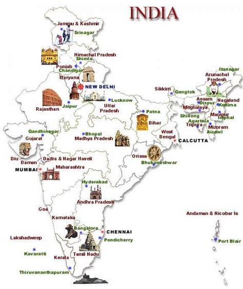 India Tourist Map Tourist Map Of India Southern Asia Asia
