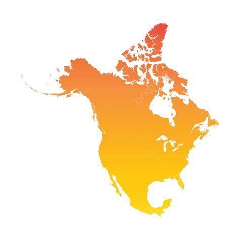 North America Map Colorful Orange Vector Illustration White Nation