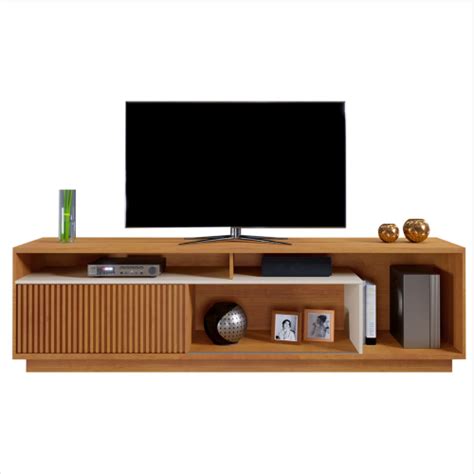 Rack Bancada para TV até 75 01 Porta e 03 Nichos Naturalle Off
