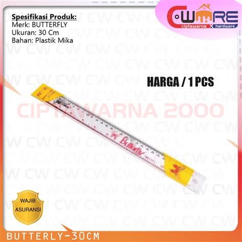 Jual Mistar Penggaris Lurus Pengaris Garisan Plastik Bening Butterfly
