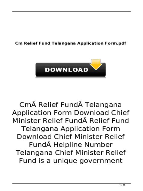 Fillable Online Cm Relief Fund Telangana Application Form Pdf Fax Email