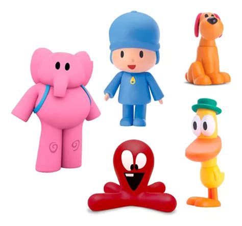 Kit Bonecos Vinil Pocoyo Fred Elly Pato Loula Cardoso