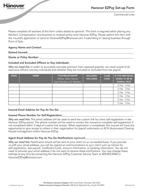 Fillable Online Hanover EZPay Set Up Form Fax Email Print PdfFiller