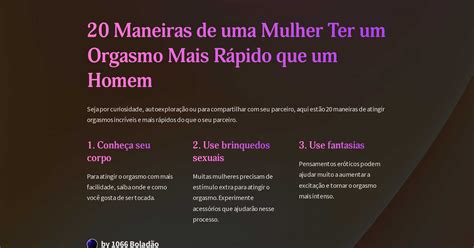 20 Maneiras de uma Mulher Ter um Orgasmo Mais Rápido que um Homem