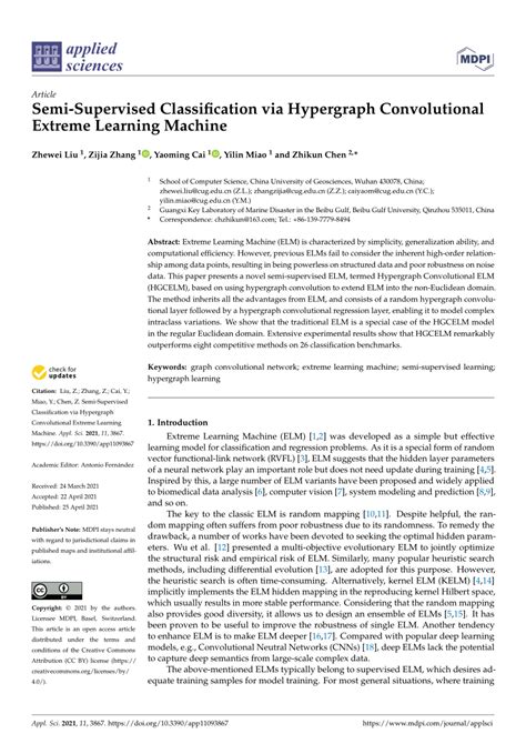 pdf semi supervised classification via hypergraph convolutional extreme learning machine