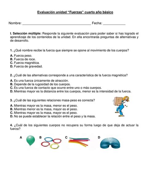 Evaluaci N De Ciencias Fuerzas A O B Sico Profe Social