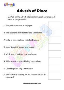 Adverb Of Place Printable Worksheets By The Learning Apps TPT