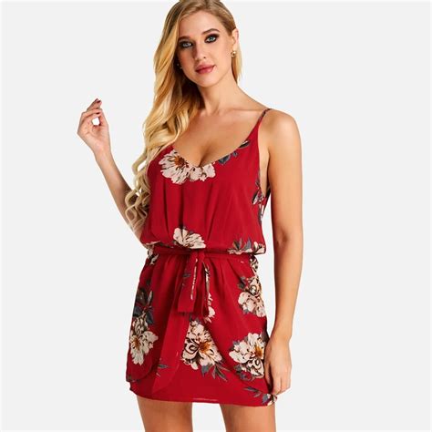 Women Dress Sexy Backless Floral Print Sundress Spaghetti Strap Sleeveless Stretch Waist Casual