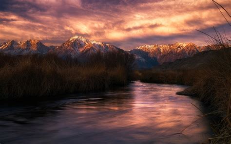 Trees Landscape Forest Mountains Sunset Night Lake Nature