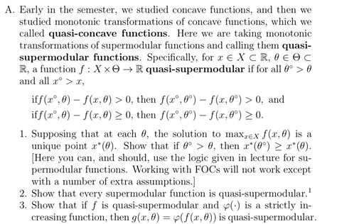 mathematical proofs regarding super modular