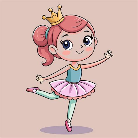 Chica Bailarina En Tutu Con Tiara Vector De Dibujos Animados Vector