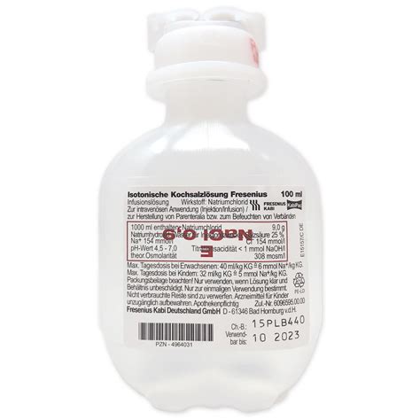 Isotonische Kochsalzlösung 0 9 100 ml NaCl Kunststofflasche
