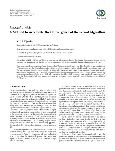 pdf a method to accelerate the convergence of the secant algorithm
