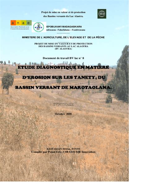 Remplissable En Ligne Agritrop Cirad DU PROJET BV LAC AU LAC ALAOTRA