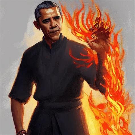 Barack Obama As A Firebender Portrait Elegant Stable Diffusion