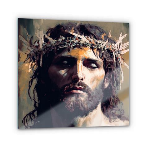 Obraz Szklany Religijny Jezus W Koronie Cierniowej 13719353288 Allegro Pl