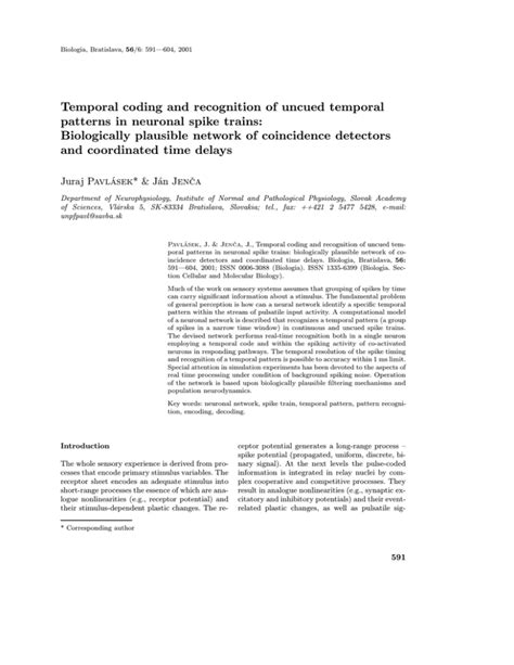 temporal coding and recognition of uncued temporal patterns in