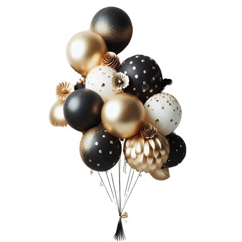 3d Black And Gold Balloon On Transparent Background Black And Gold