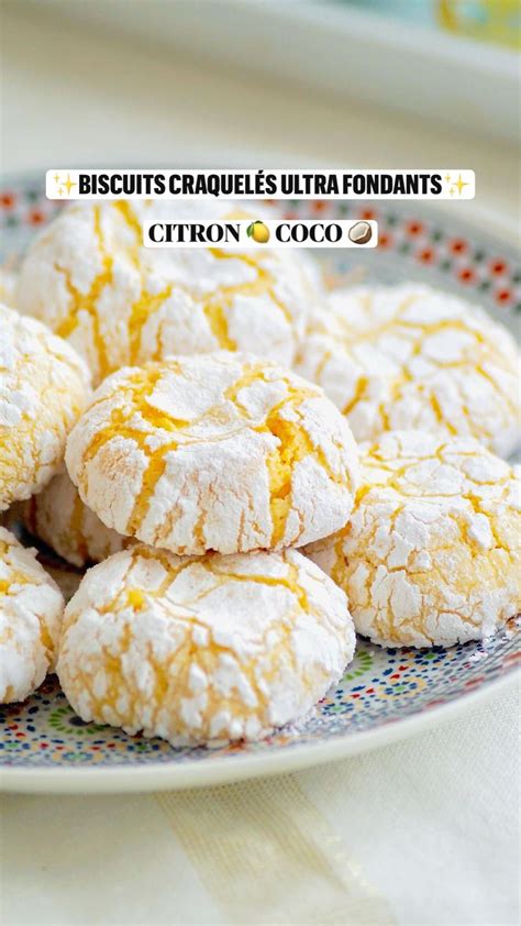 Biscuits craquelés ultra fondants au citron et à la noix de coco