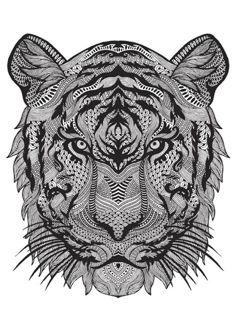 Coloriage Anti Stress Zen Tigre dessin gratuit à imprimer